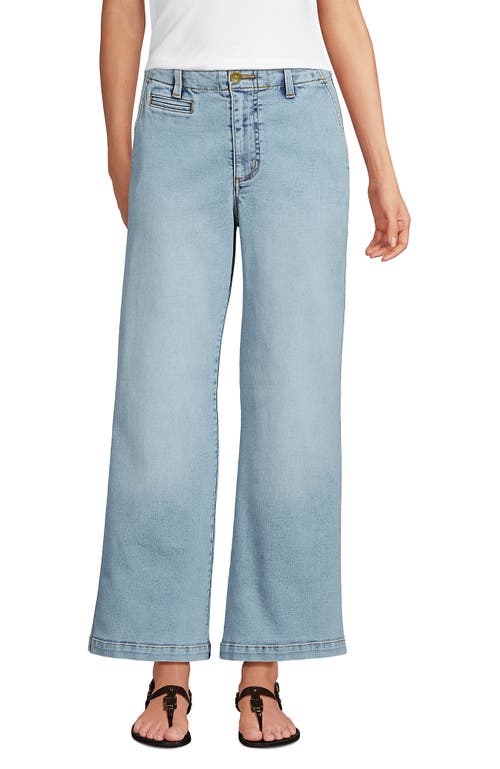 LANDS' END Petite Recover Denim Mid Rise Wide Leg Ankle Jeans